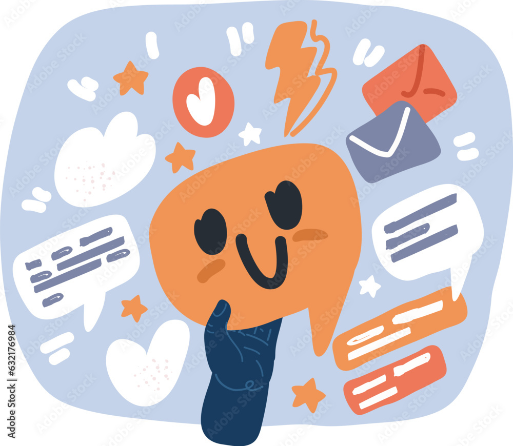 Vector illustration of Balloons promotion banner with chat bubble ...