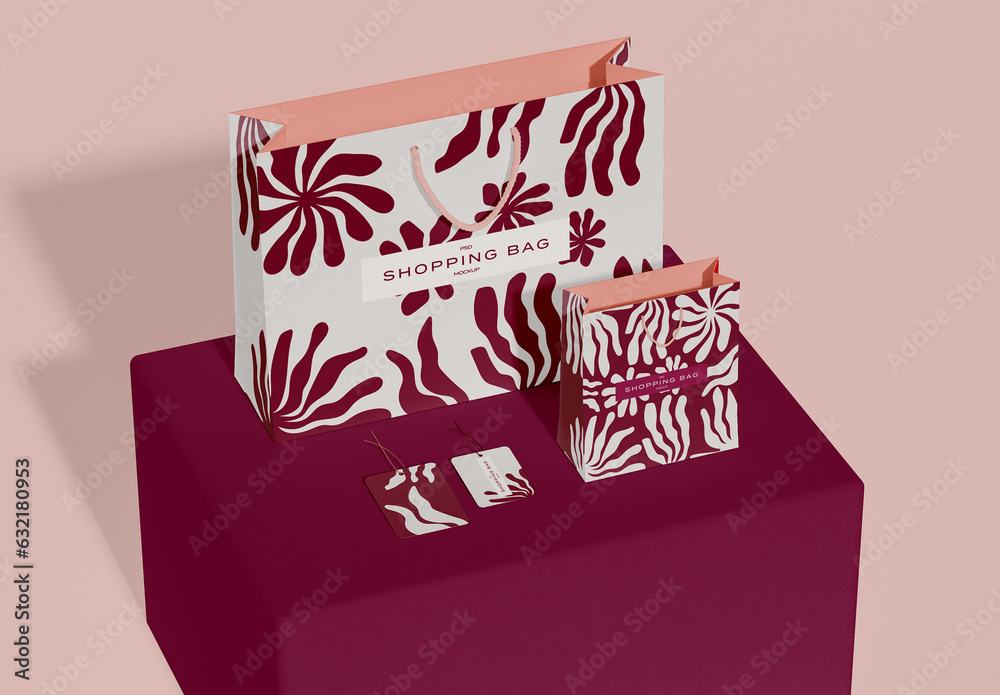 Two Bags with Labels Mockup Stock Template | Adobe Stock