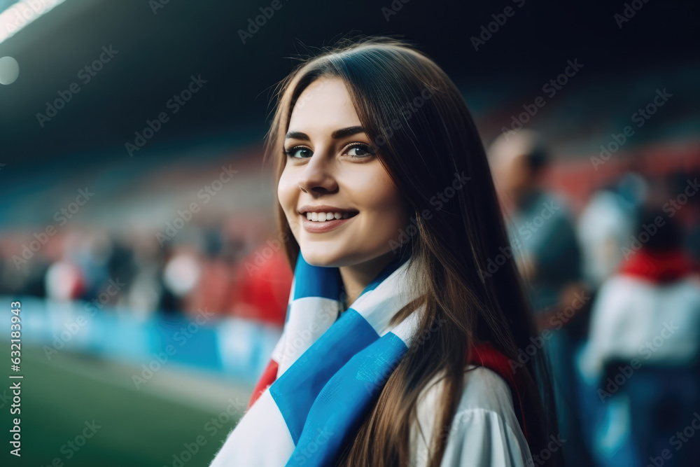 attractive girls group as soccer fan exciting football match and cheer ...