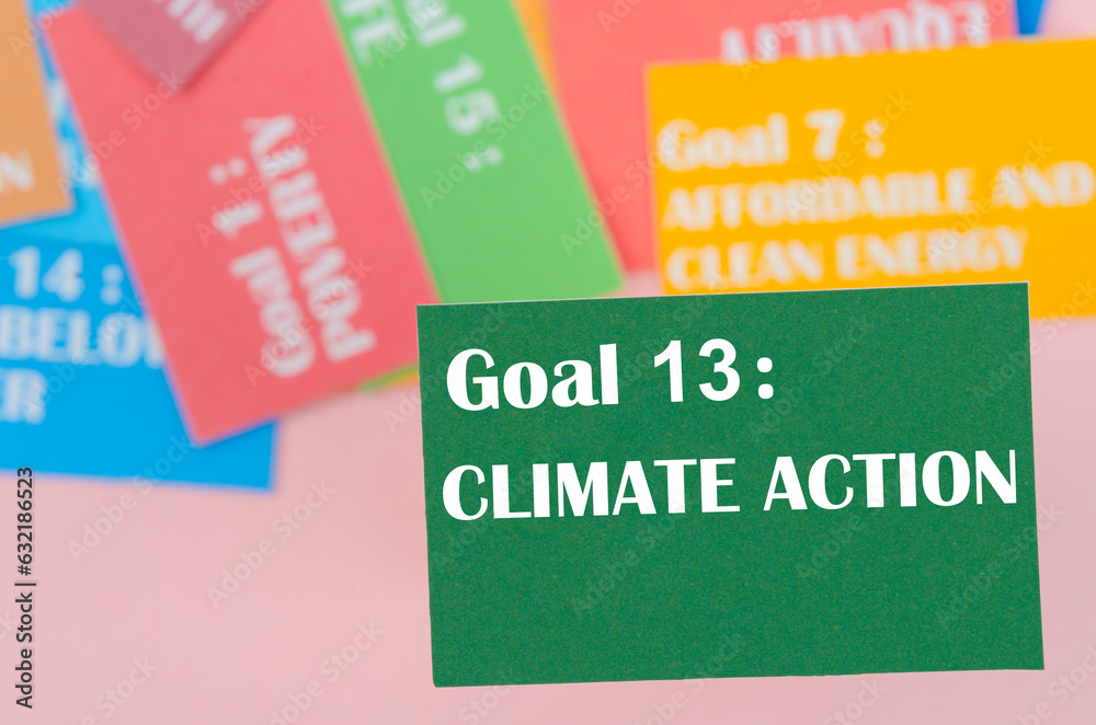 The Goal 13 : Climate Action. The SDGs 17 development goals environment ...