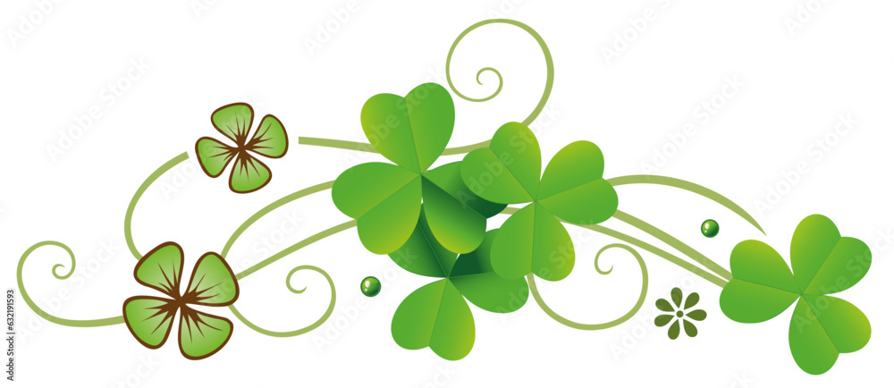 Kleeblätter Ranke für Silvester und Neujahr. Realistic Klee Vektor. Stock-Vektorgrafik | Adobe Stock