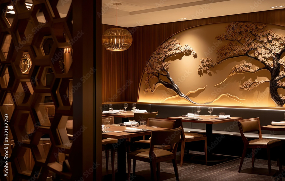 fancy asian restaurant interior design, Generative AI Stock ...