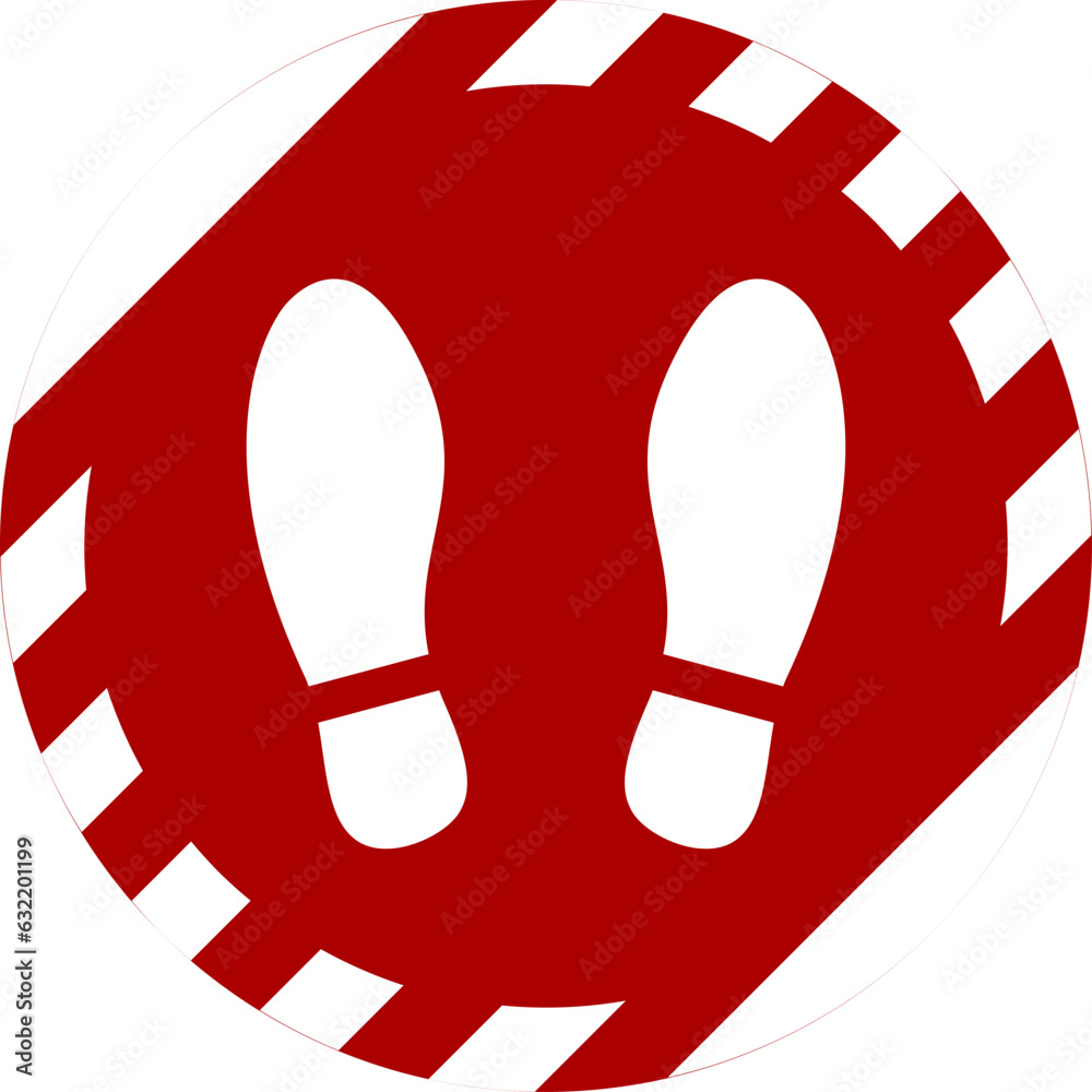 Red and White Stand Here or Wait Here Round Floor Marking Adhesive Icon ...