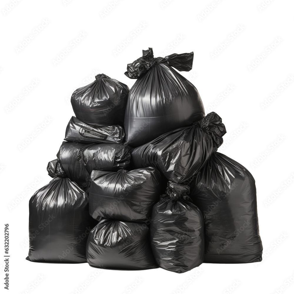 Generated with AI of Pile of Black Garbage Bags Isolated background PNG ...