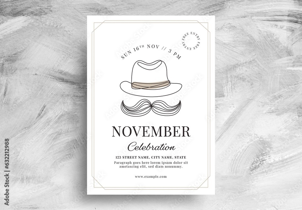 Minimal Mustache Flyer Layout Stock Template | Adobe Stock
