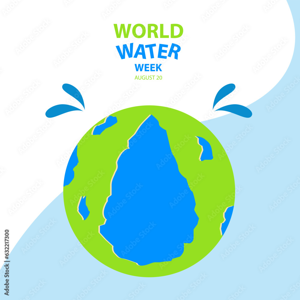 Vector illustration world and water is in the middle of the earth as a ...