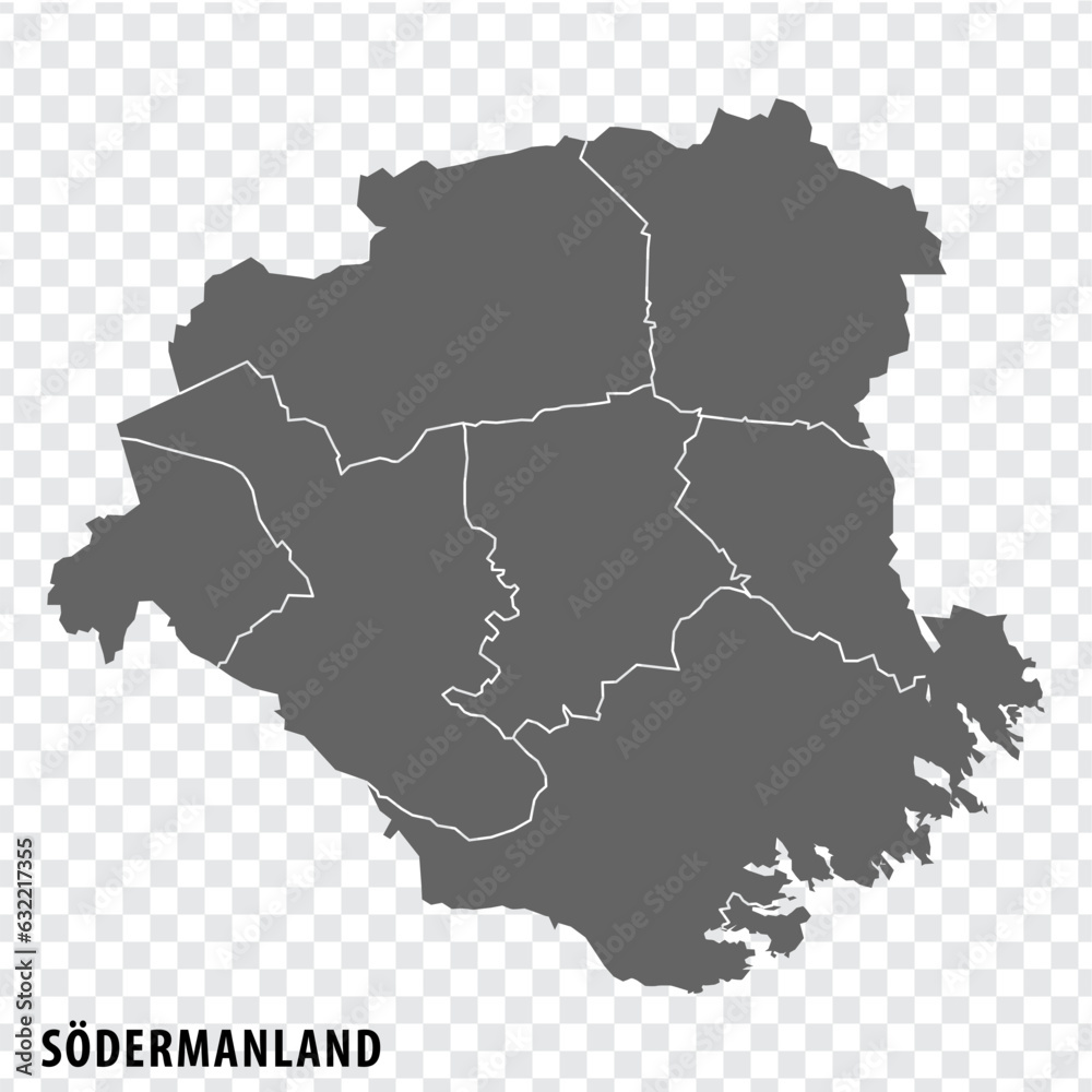 Blank map Sodermanland County of Sweden. High quality map Sodermanland ...