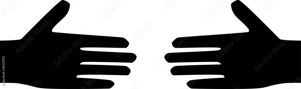 Simple Hand Shake or Hands Reaching Each Other Black Agreement Symbol ...