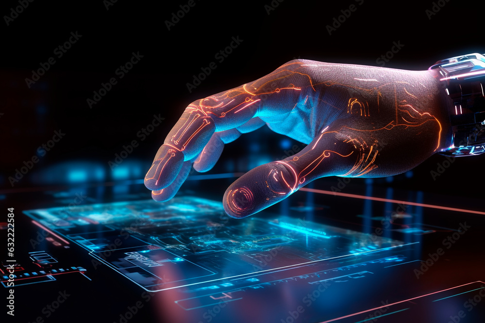 artificial intelligence operating and working with computers carried out programming and ...