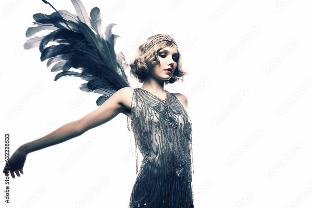 Elegantly capturing the spirit of the 1920s, a woman shines in a ...