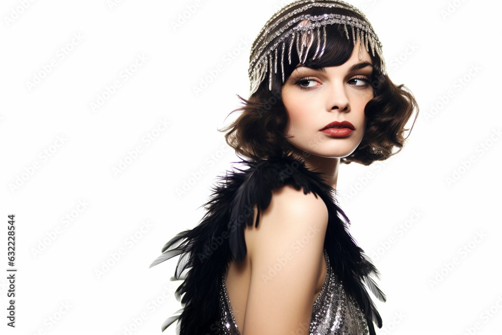 Elegantly capturing the spirit of the 1920s, a woman shines in a ...