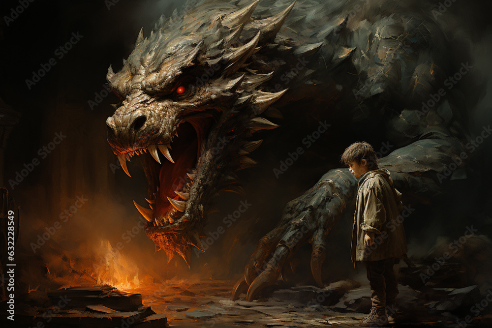 In a fierce encounter, Siegfried bravely confronts a treacherous dragon ...