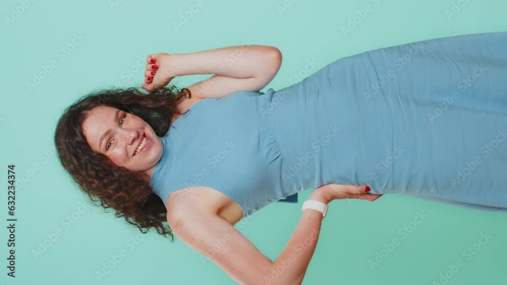 Knock Knock Who Is There Excited Young Woman Knocking Door Gesture