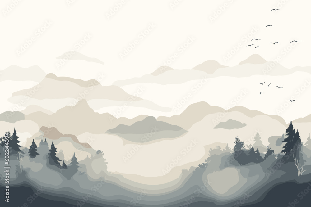 Hand-drawn cartoon Wispy fog flat art Illustrations in minimalist ...