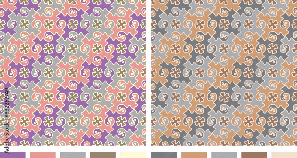 Vetor de Five Color Tessellation Waves and Cross Set, Color Palettes ...