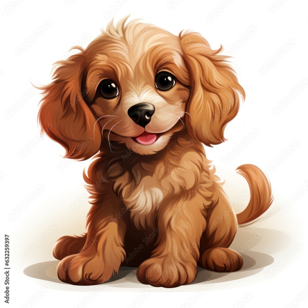 Cavapoo Cartoon Style for Toddler Book Clipart on White Background AI ...