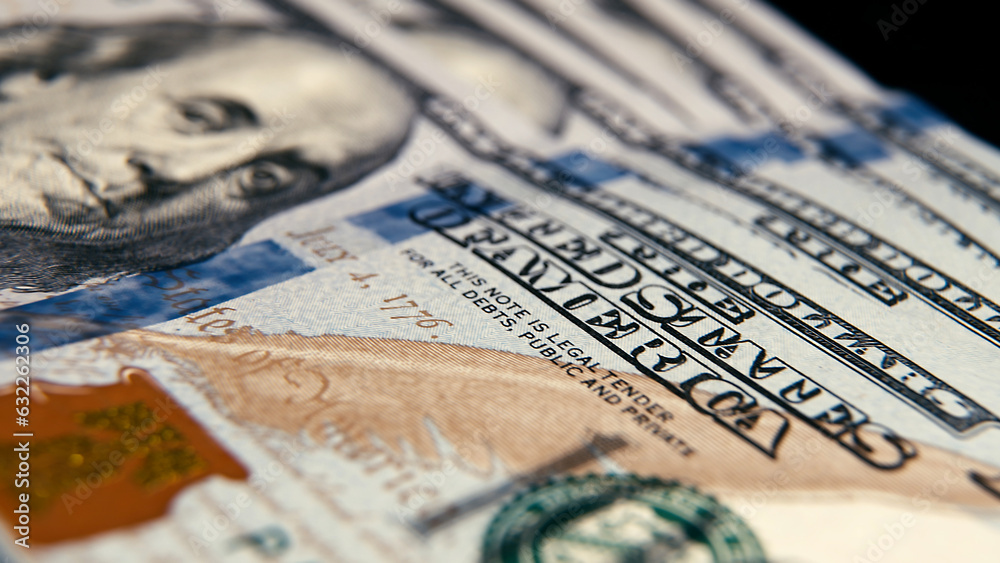 Macro texture banknotes shot close up 100 american dollar bills. Cash ...