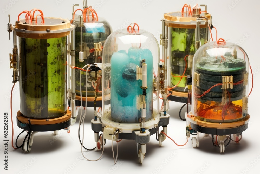 various stages of microbial fuel cell assembly Stock Illustration ...