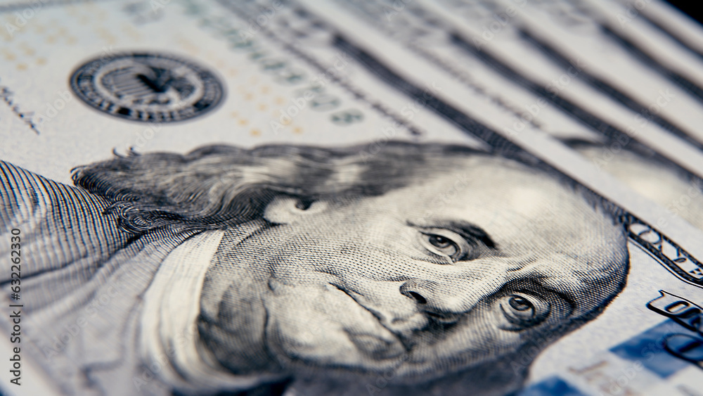 Macro texture banknotes shot close up 100 american dollar bills. Cash ...