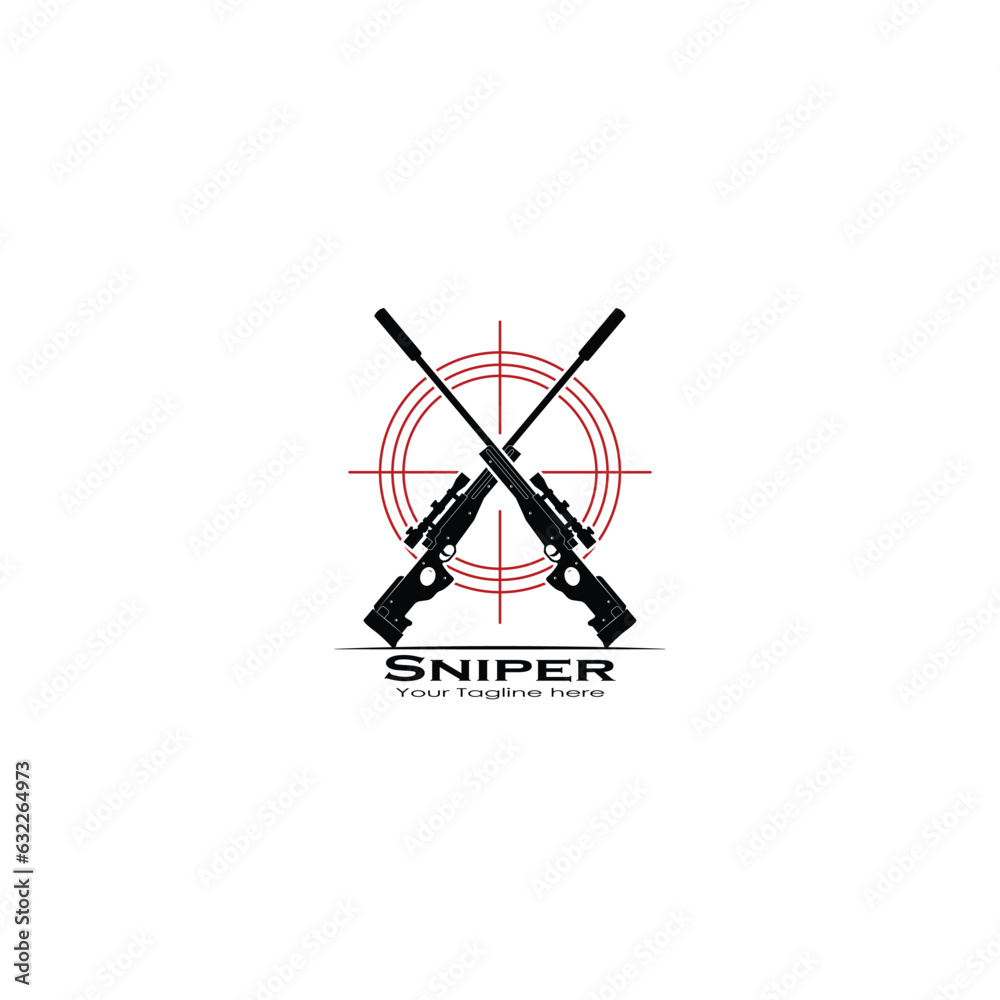 Crossed sniper riffle logo vector graphics Stock Vector | Adobe Stock