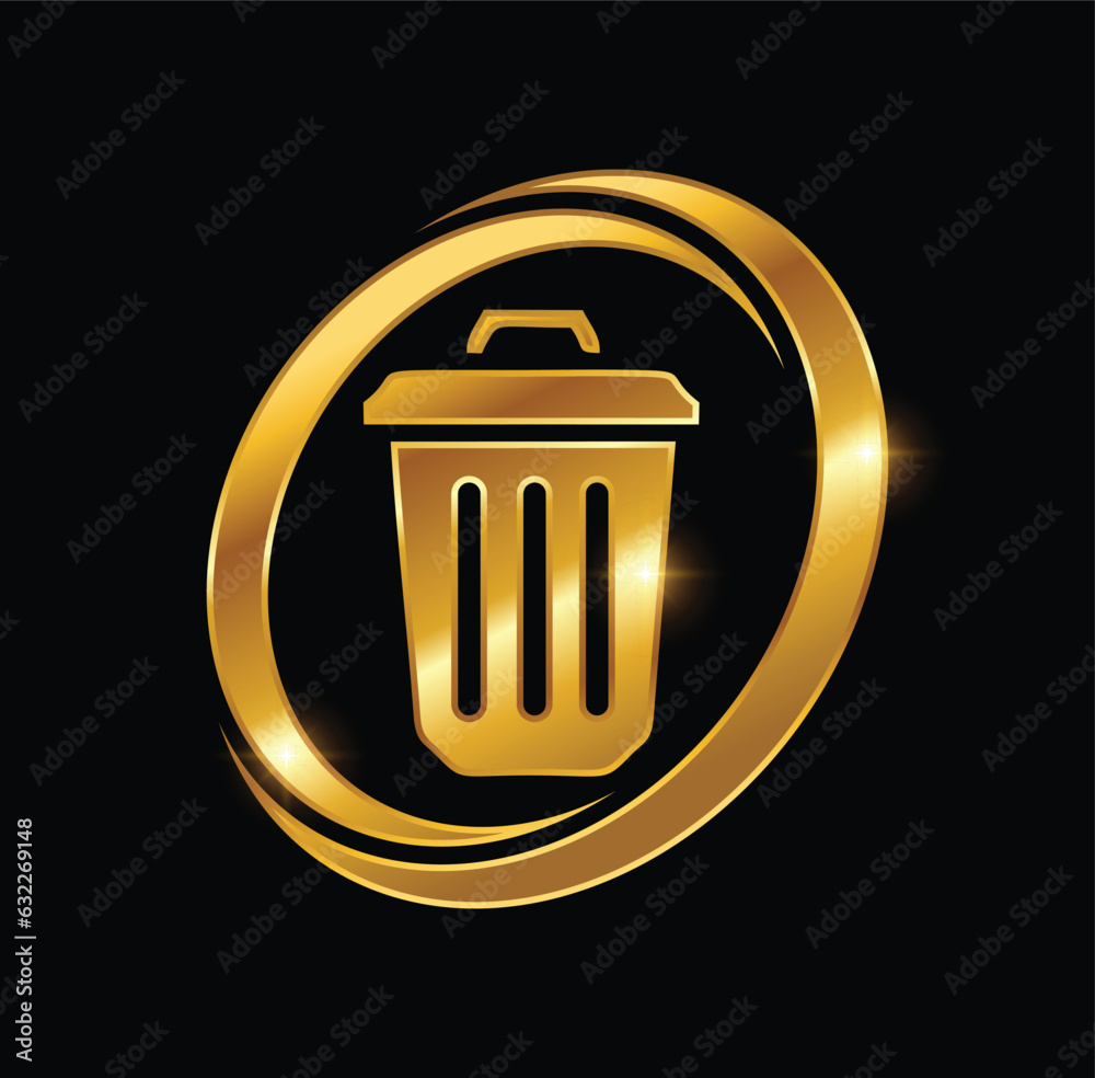 A vector illustration of Golden Trash Bin Logo Vector Illustration in ...
