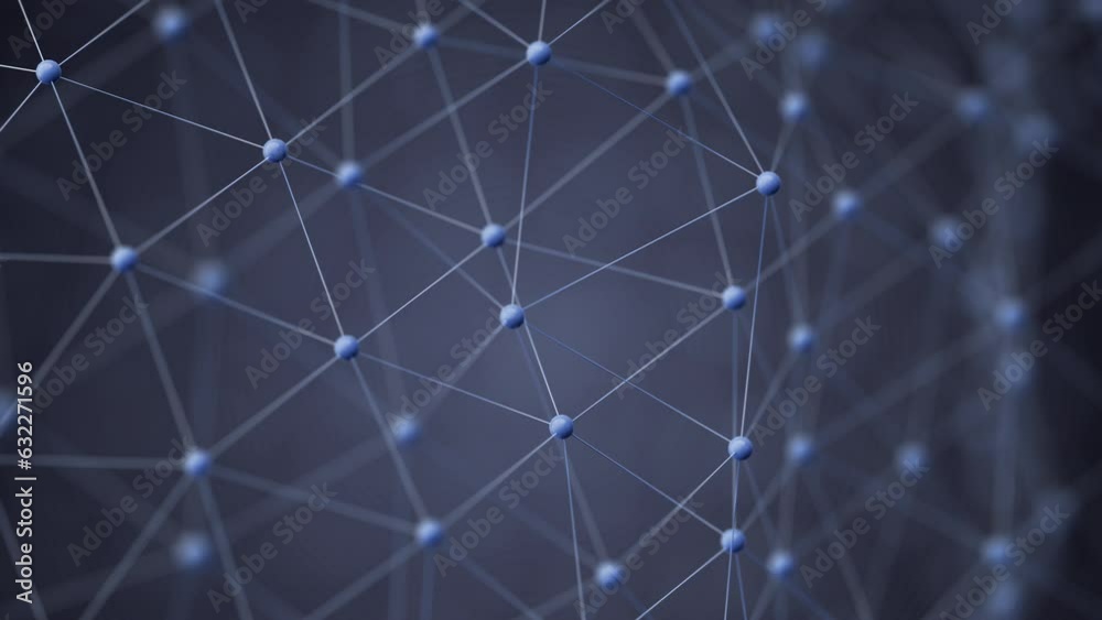 3D render animation neural network blue cells cyber neuronet abstract ...