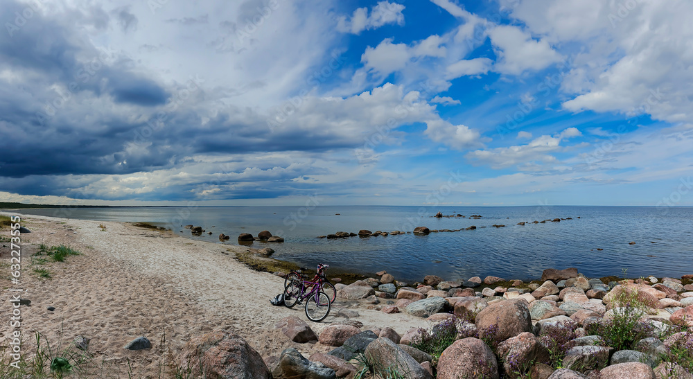 Kaltene Beach is covered with glacial stones that stretches up to Roja ...