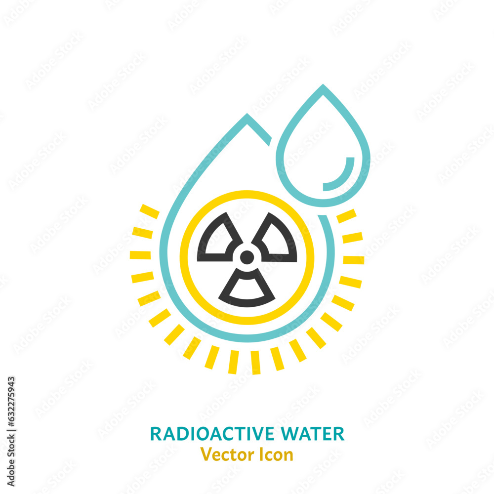 Radioactive water linear sign, pictogram, symbol. Save the ocean ...