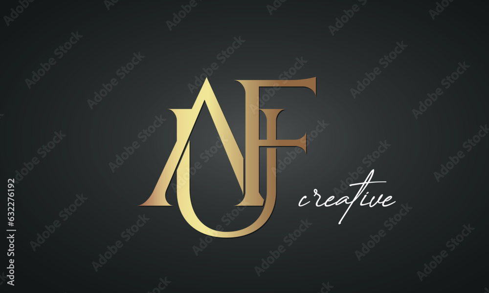 luxury letters AUF golden logo icon premium monogram, creative royal ...