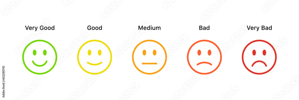 Vetor de feedback emoji. emoticons set , rating scale of customer ...