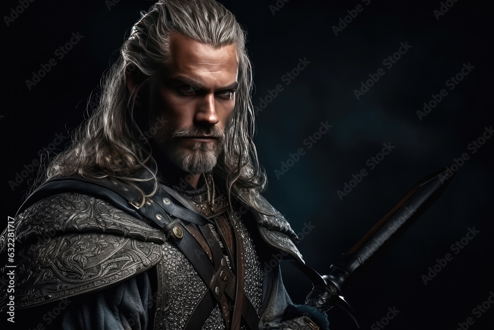 Medieval Warrior in Armor, Brutal Witcher Portrait, Witcher Man ...