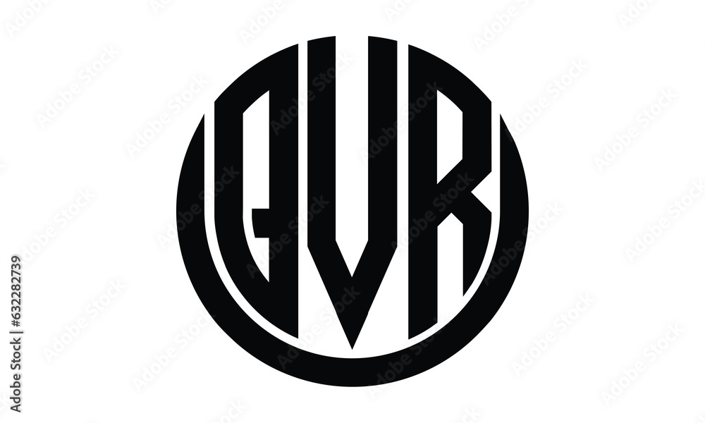 QVR shield in circle logo design vector template. lettermrk, wordmark ...