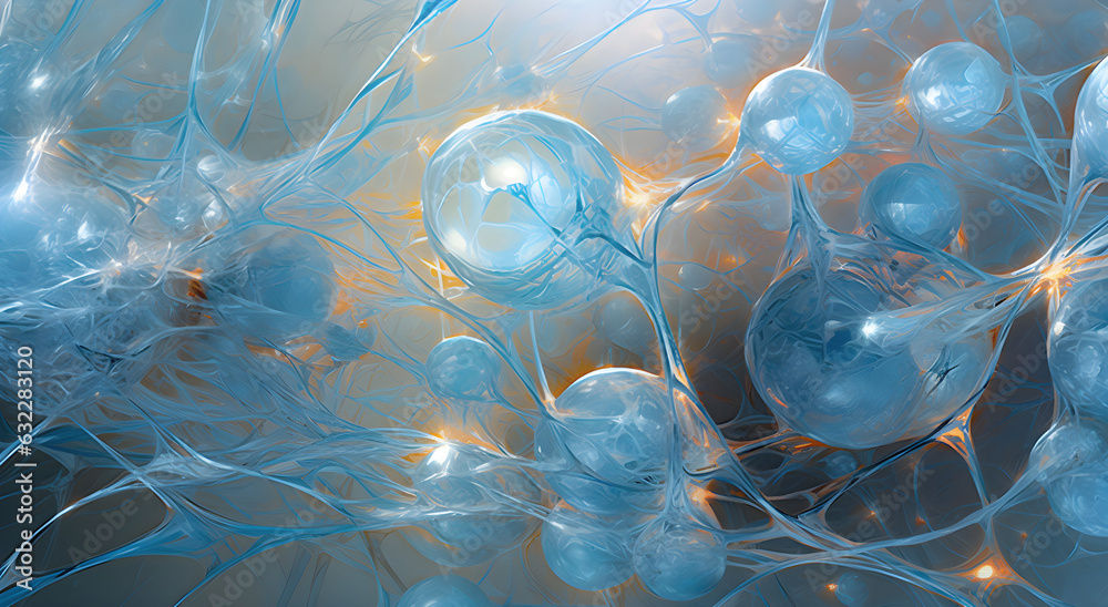 Generative AI microscopic view of neuron cells with their axons ...