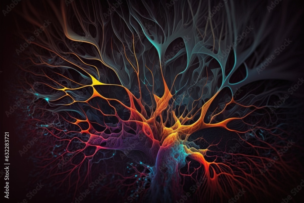 Abstract glowing galaxy neuron cells background. Neuron cell network ...