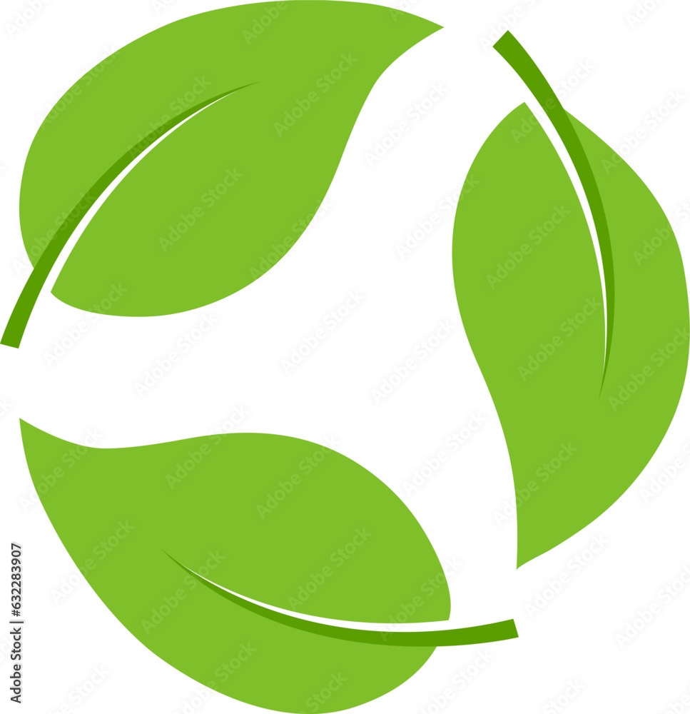 Vetor de Leaf circle, green eco icon, nature plant, recycle organic vector symbol, ecology label ...