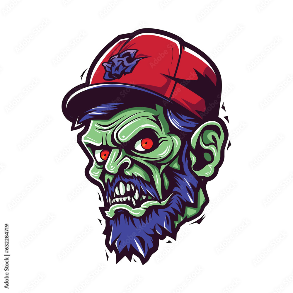 Halloween zombie skull. Vector illustration of Cartoon Zombie head ...