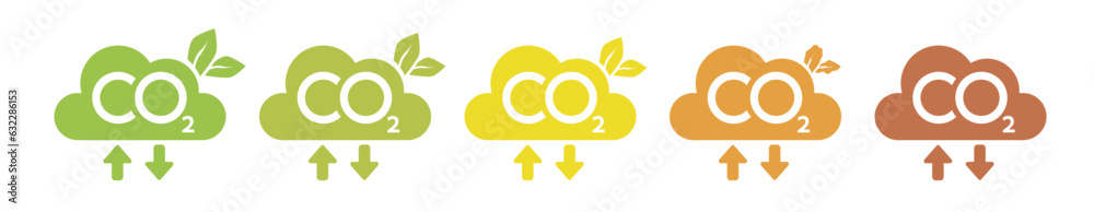 CO2 neutral icon meter icons. Vector scale, pollution level. CO2 ...