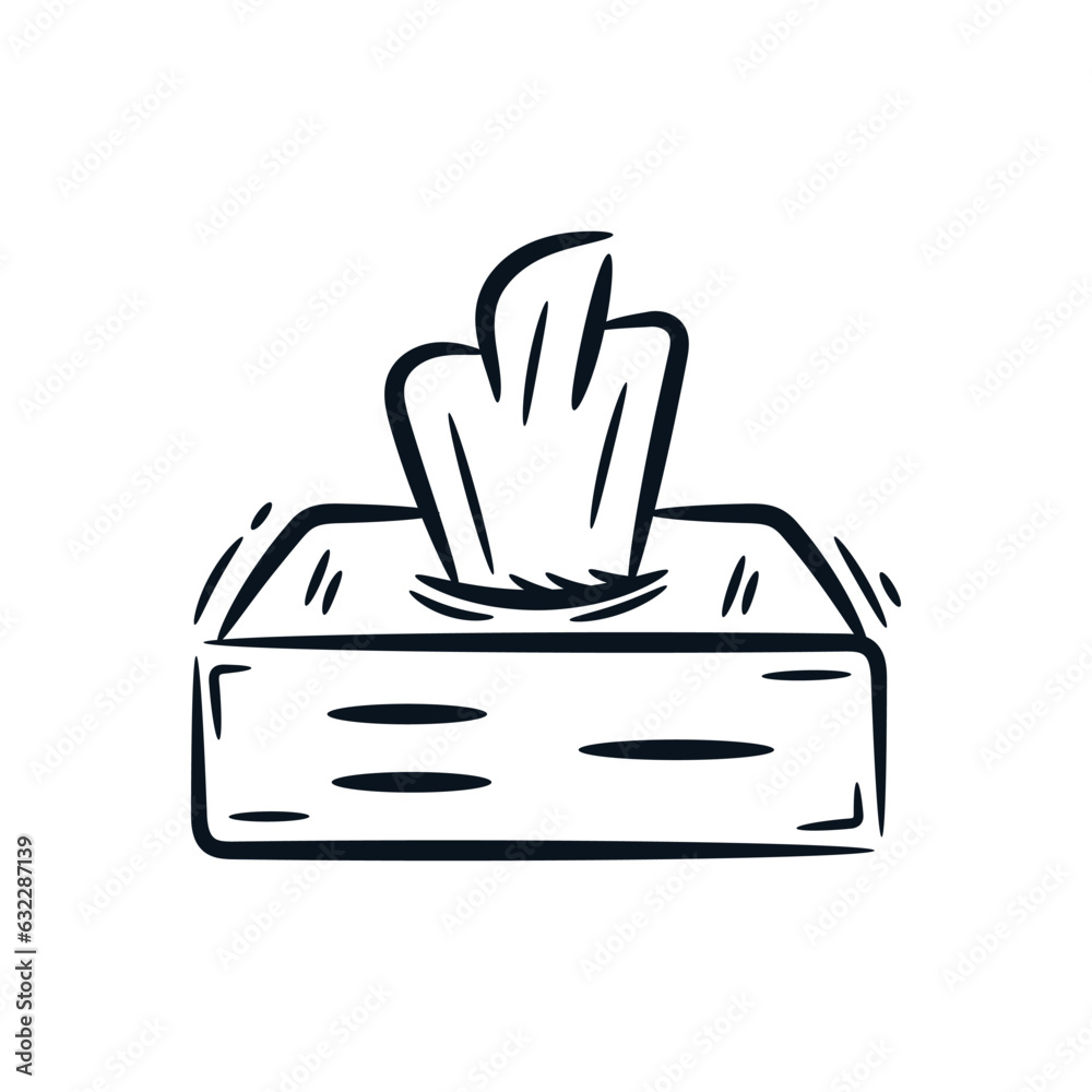Vetor de Tissue box hand drawn sketch line drawing vector icon cartoon ...
