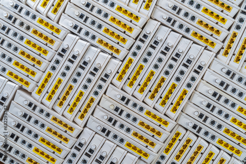 Electronic e-waste recycling industry, old network device, internet ...