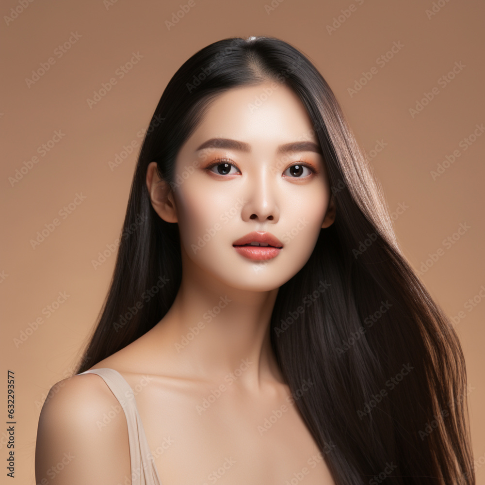 Foto de young asian beauty woman model long hair with korean makeup style face perfect skin ...