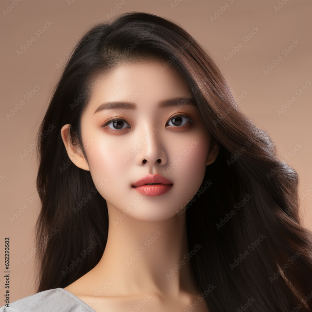 Foto de young asian beauty woman model long hair with korean makeup style face perfect skin ...