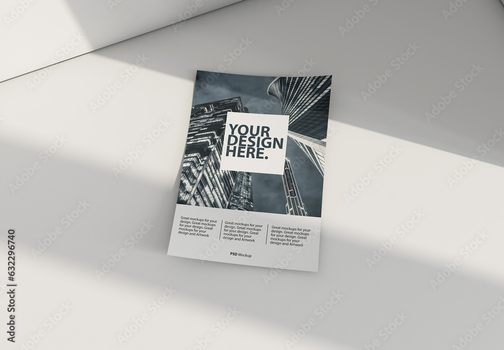 Sheet of Paper on floor Mockup Stock Template | Adobe Stock