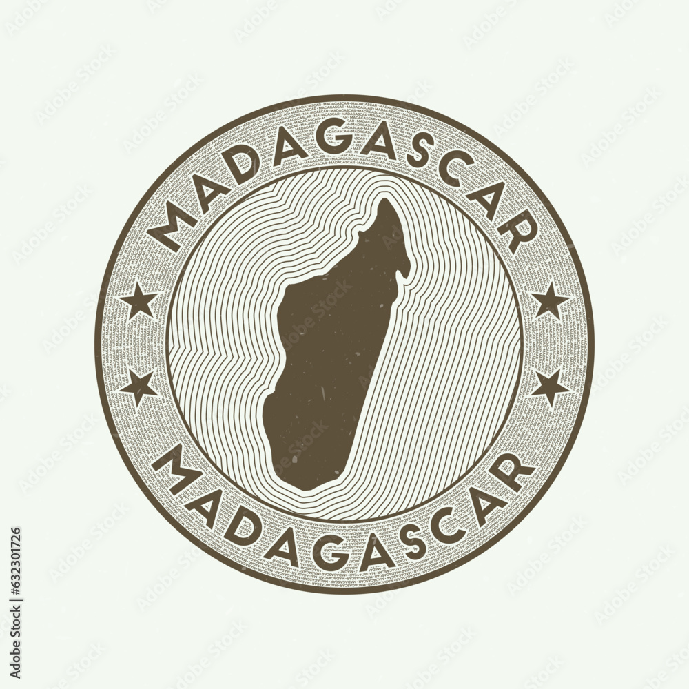 Madagascar round badge vector. Country round stamp with shape of ...