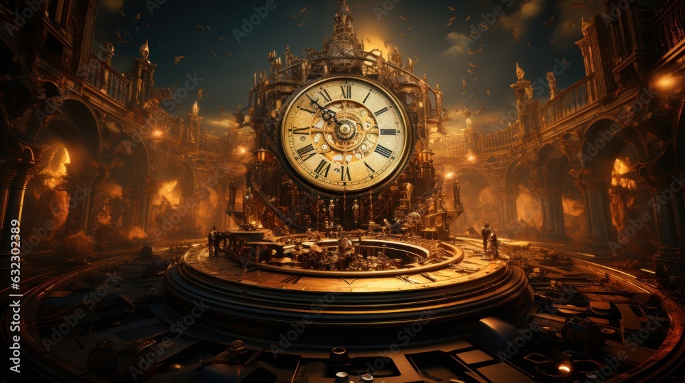 Inside a vintage clock tower, the gears and cogs have been replaced ...