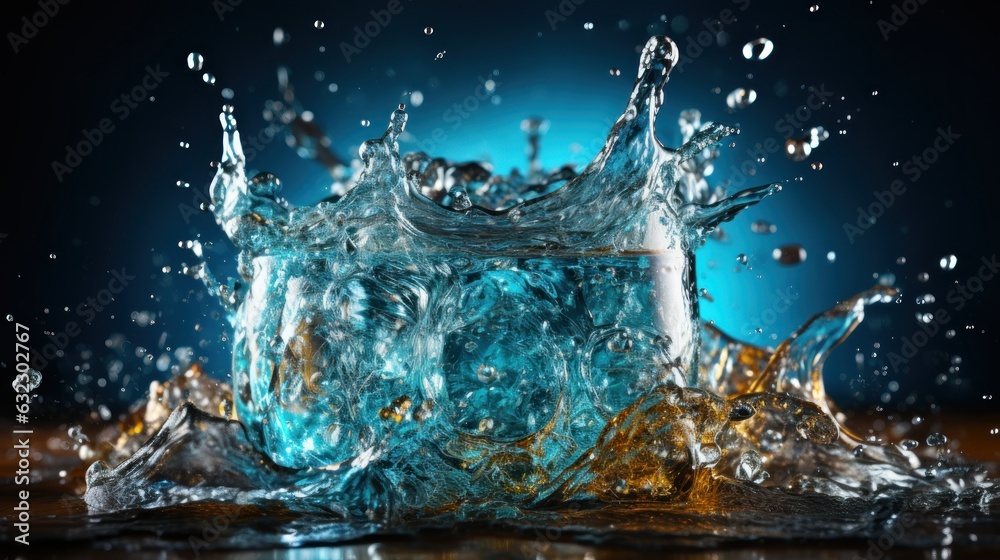 Soda with a spray of effervescent bubbles bursting forth. The ...