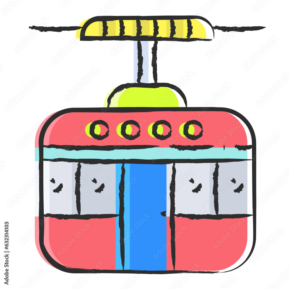 Vector hand drawn Cable Car illustration Stock Vector | Adobe Stock