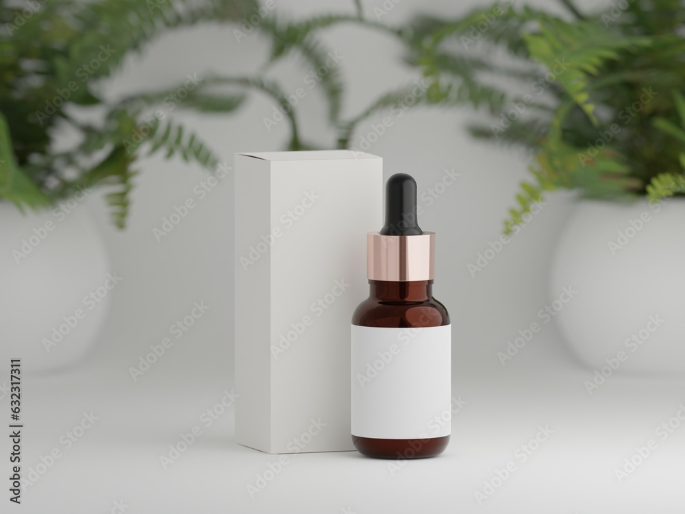 Realistic amber dropper mockup with packaging box and editable bottle ...