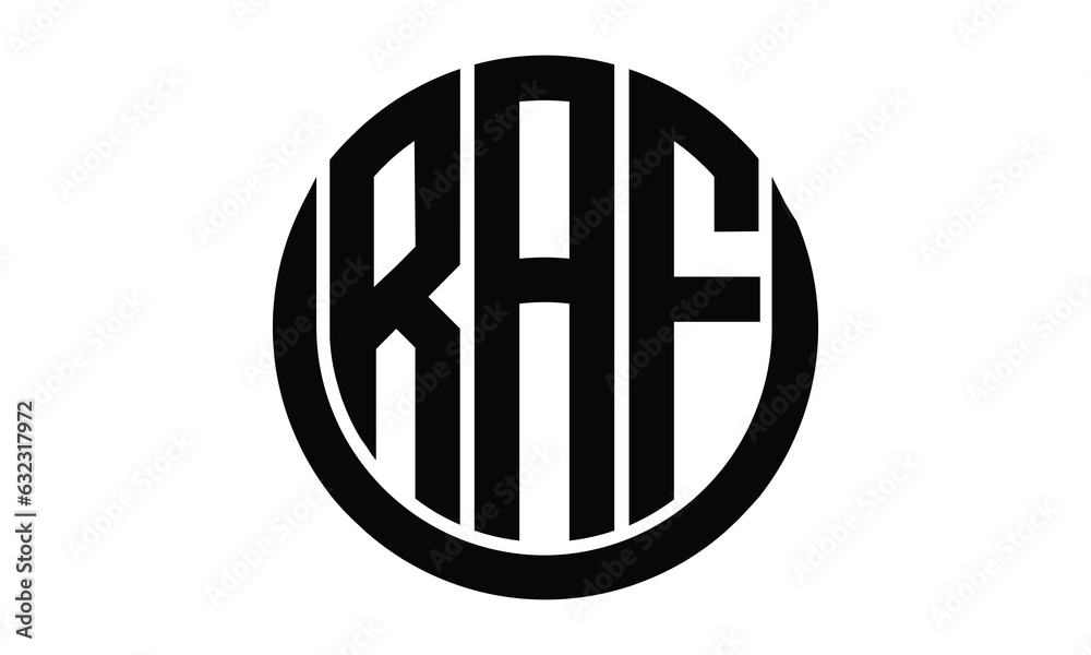 RAF shield in circle logo design vector template. lettermrk, wordmark ...