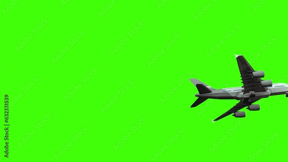 3D Flying airplane in motion green screen, Jet Plane flying on chroma ...
