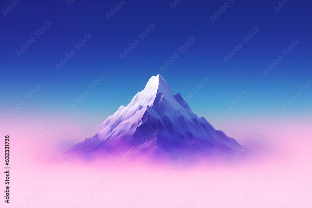 A stunning minimalist background of a single mountain unicake against a ...